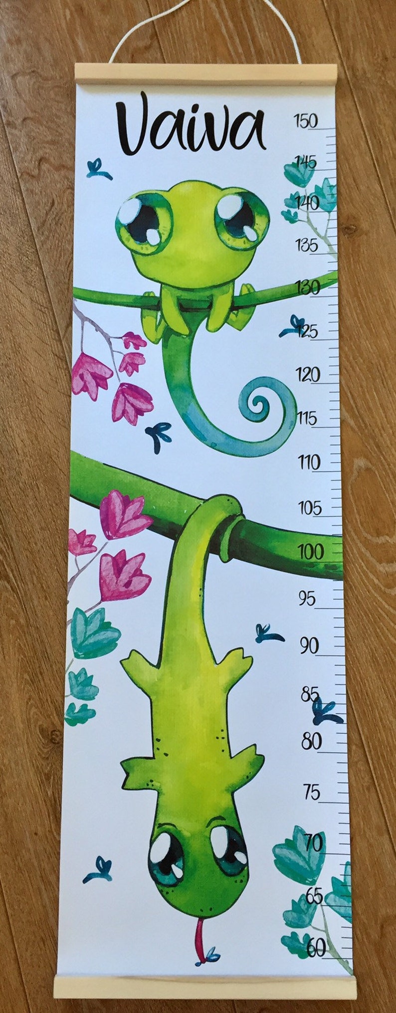 Chameleon Height Chart Lizards Growth Chart Theme Nursery Art Kids Room ...