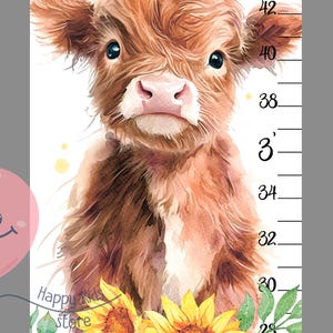 Highland Cow Growth Chart, Farm Animal Nursery Decor - Etsy