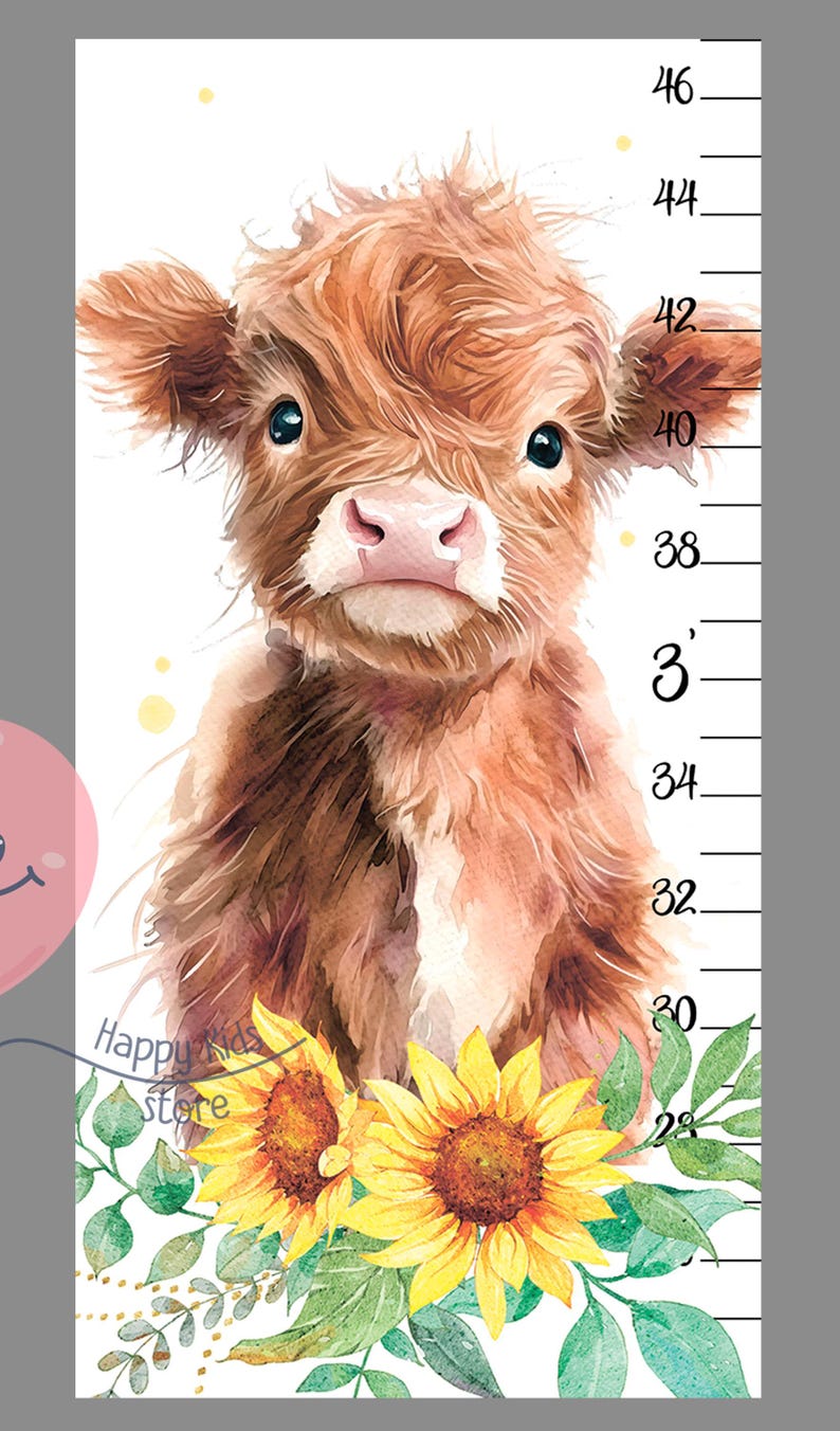 Highland Cow Growth Chart, Farm Animal Nursery Decor - Etsy