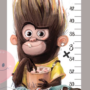 Monkey Height Chart Сhimpanzee Baby Growth Chart Safari Animals Nursery ...