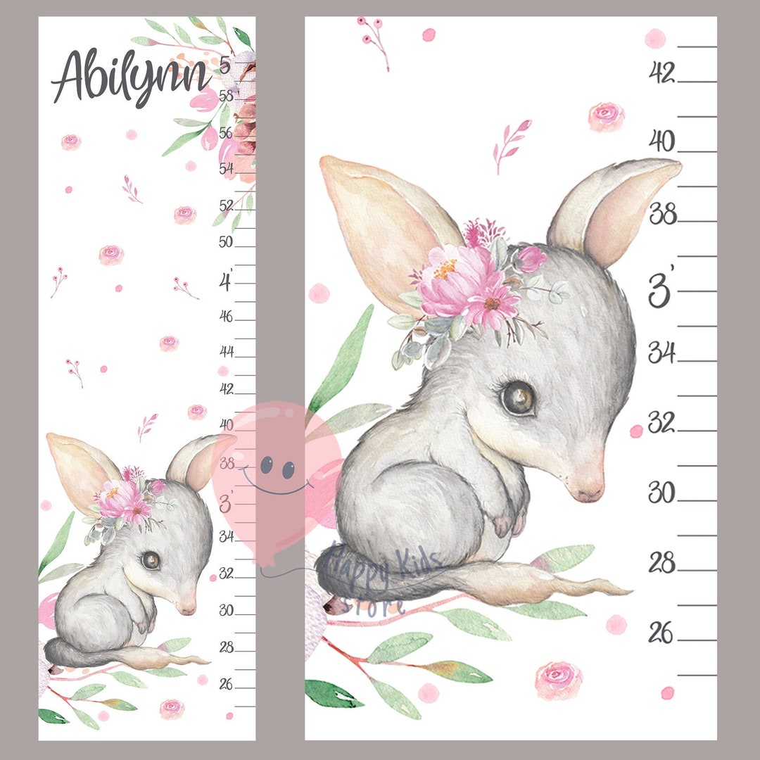 Bilby Growth Chart Australian Animals Nursery Decor Baby Girl Height ...