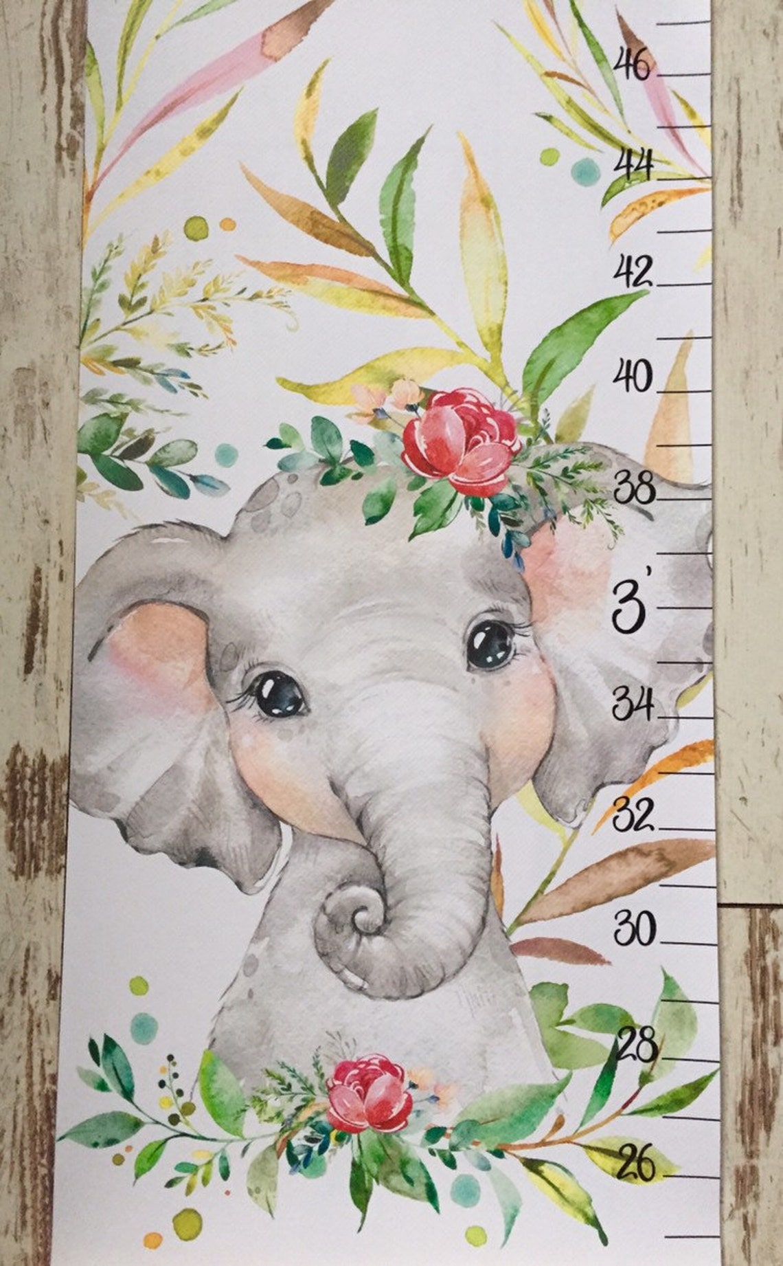 Elephant Growth Chart Baby Girl Elephant Height Chart Cute - Etsy