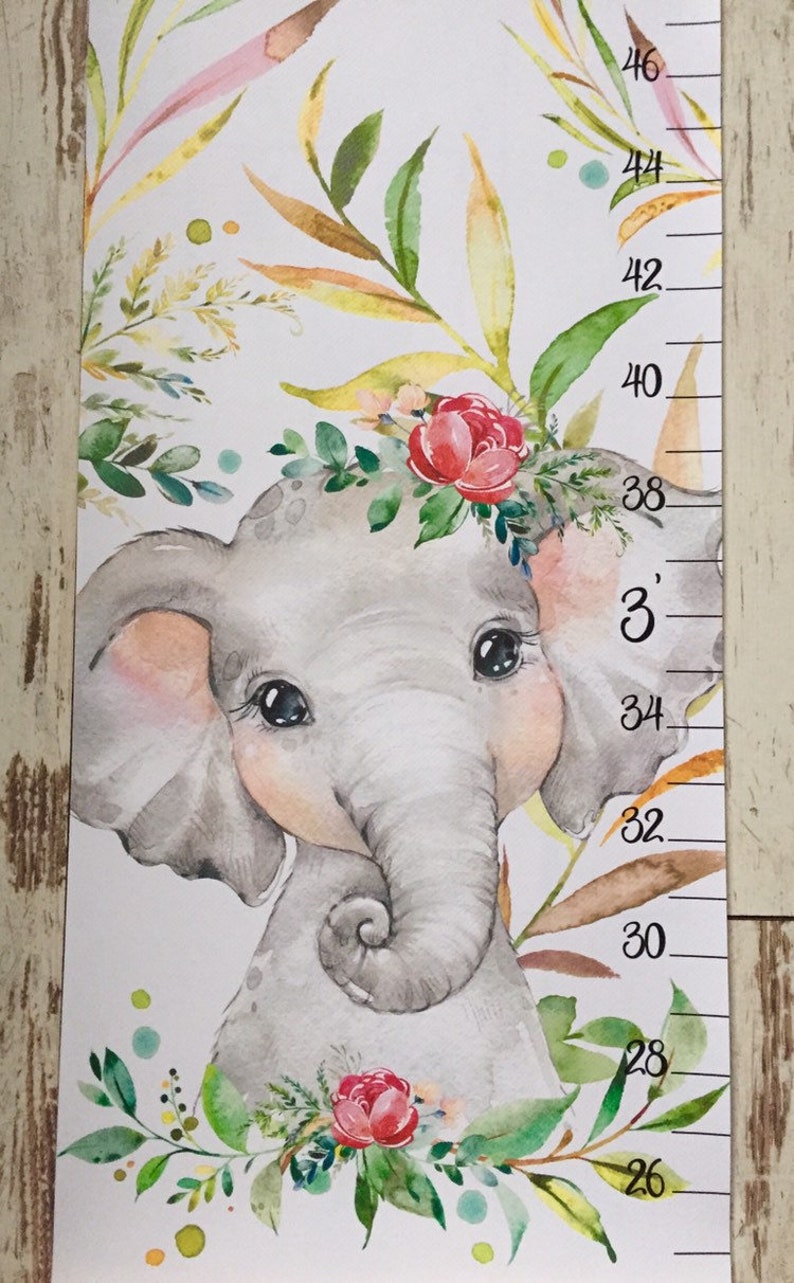 Elephant Growth Chart Baby Girl Elephant Height Chart Cute - Etsy