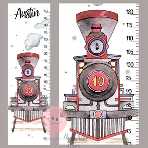 Height Chart Train Locomotive Boy Growth Chart Train Nursery Decor ...