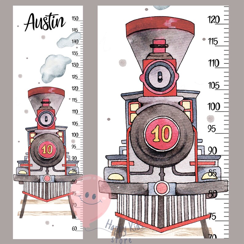Height chart Train Locomotive Boy growth chart Train nursery | Etsy