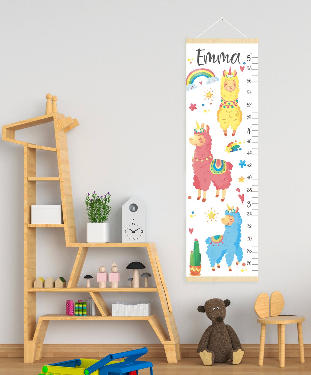 Llama Growth Chart Personalised Height Chart Alpaca Lama Nursery Room ...