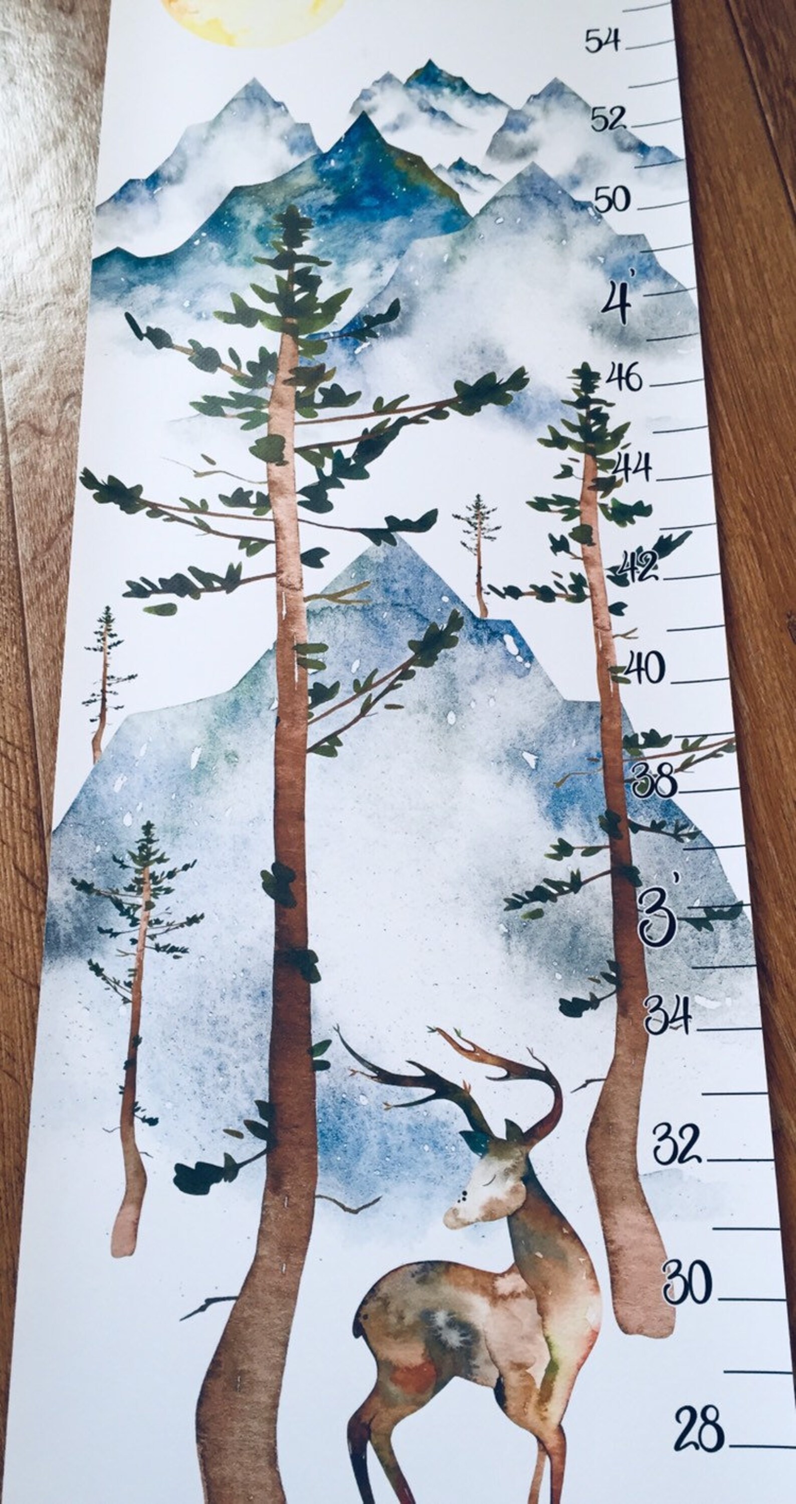 Mountains Growth Chart Nature Height Chart Woodland Nursery Wall Art - Etsy