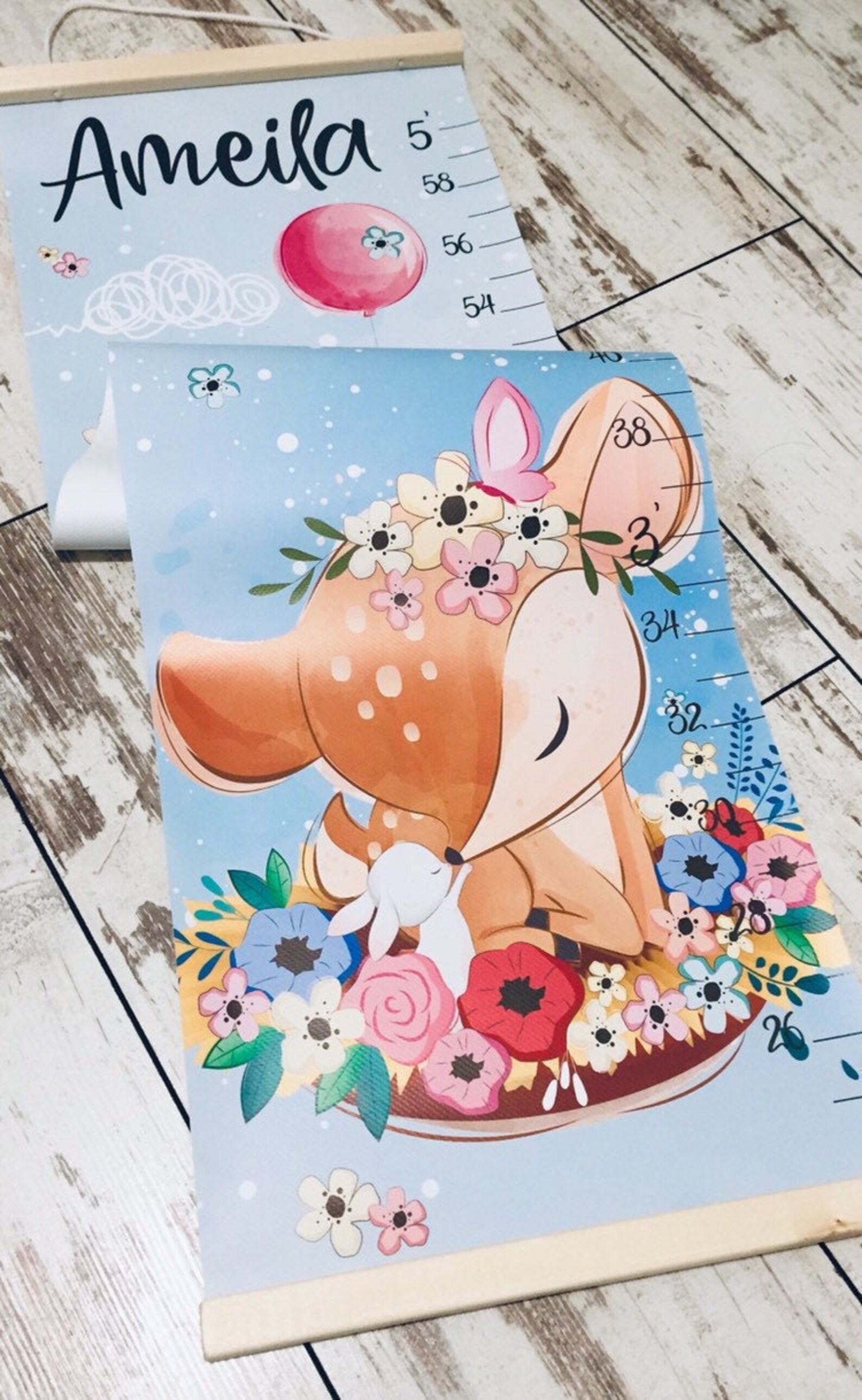 Deer Growth Chart – Woodland Nursery Canvas Wall Height Ruler - Etsy