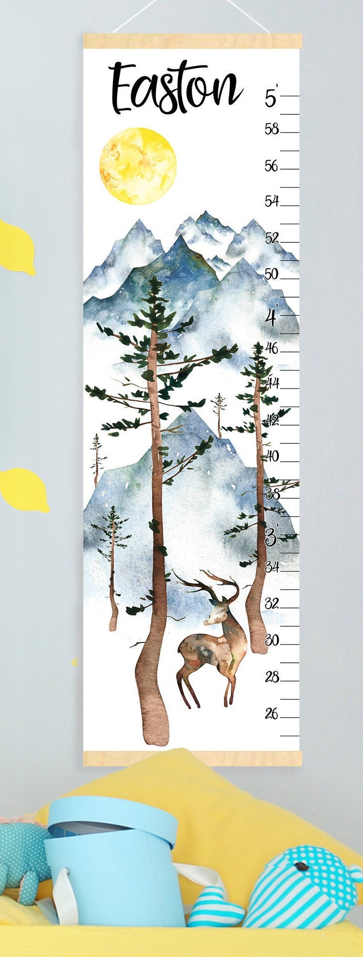 Mountains Growth Chart Nature Height Chart Woodland Nursery Wall Art - Etsy