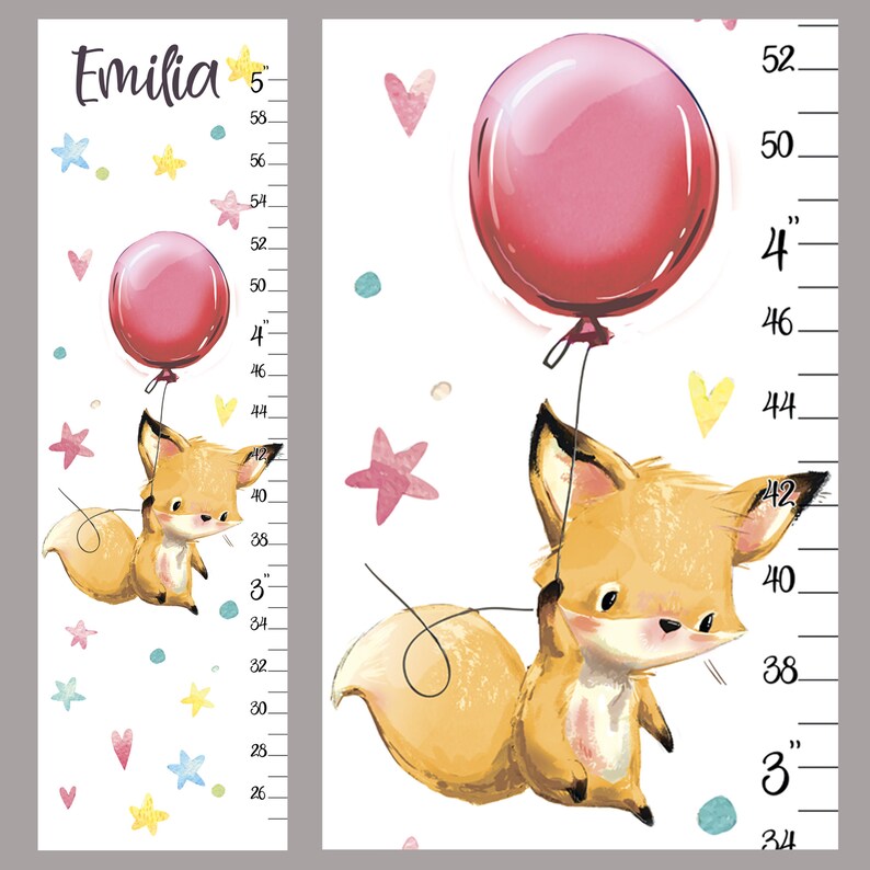 Fox Growth Chart Personalized Canvas Growth Chart Custom - Etsy