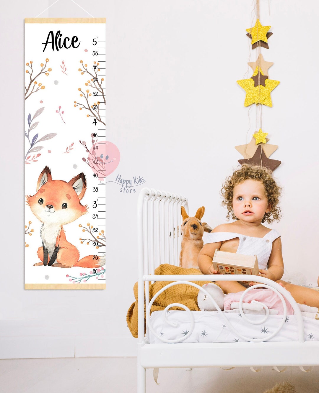 Fox Baby Height Chart Forest Growth Chart Woodland Animals - Etsy