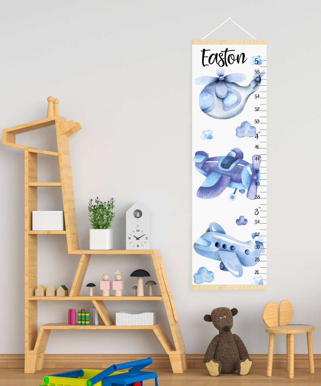 Airplane Growth Chart Personalized Canvas Height Chart Planes Theme ...