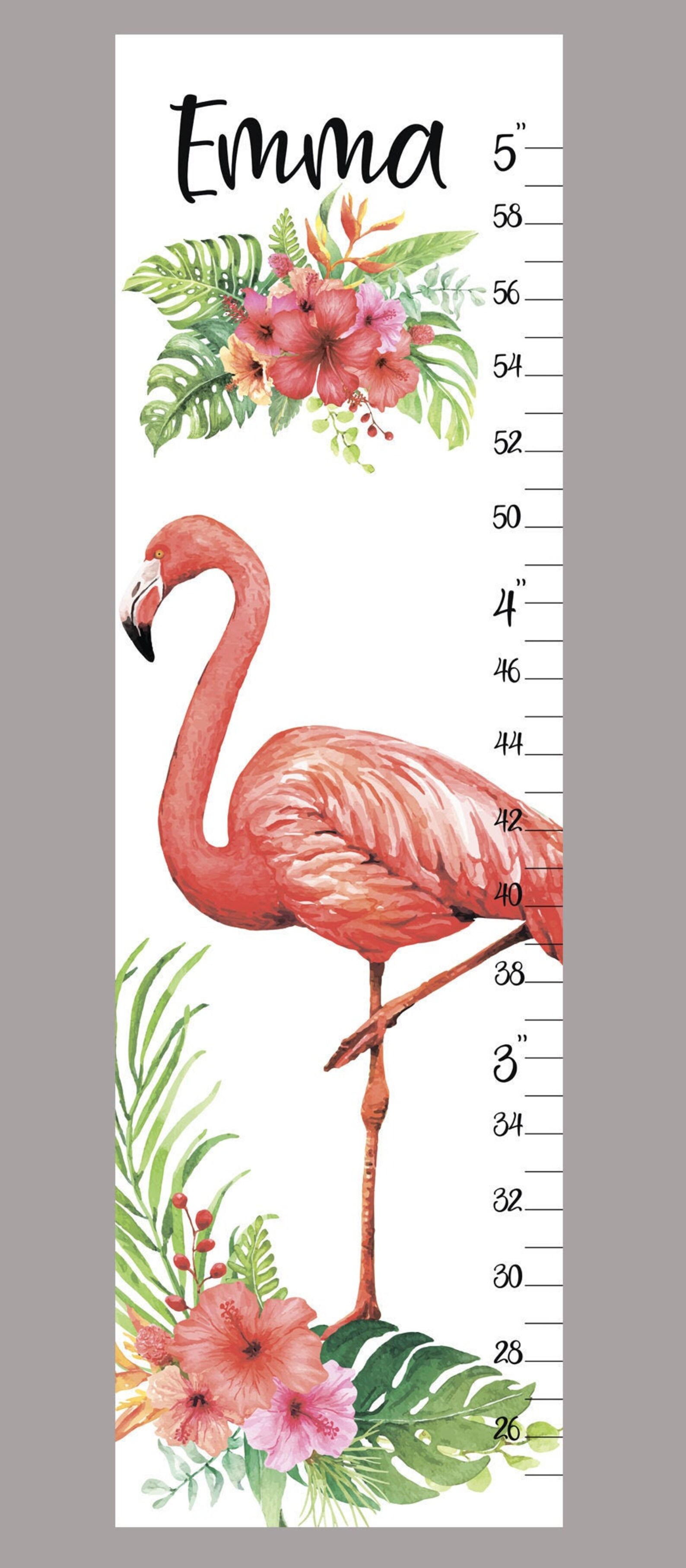 Flamingo Growth Chart Custom Canvas Height Chart for Baby Girl | Etsy