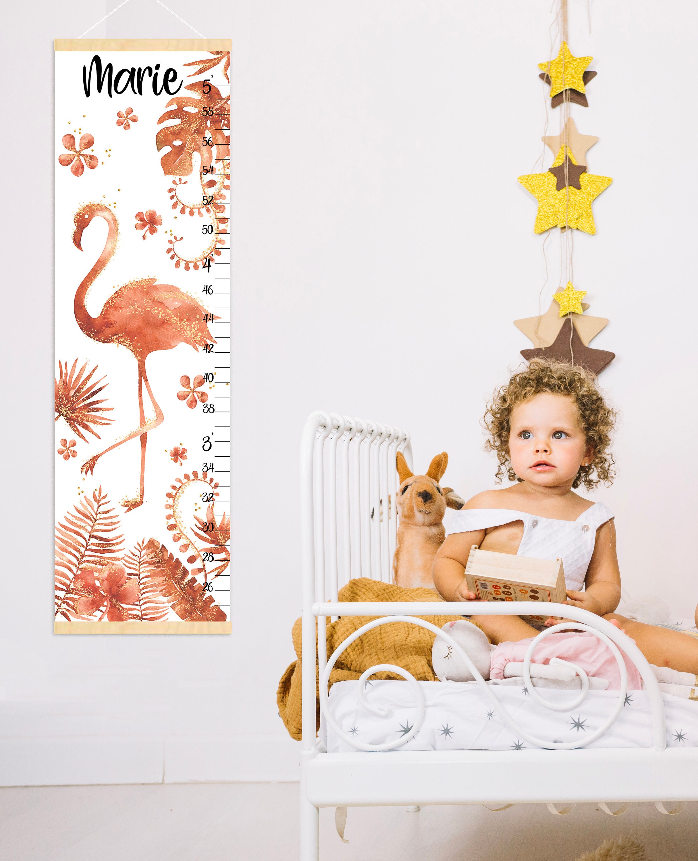Tropical Height Chart for Baby Girl Flamingo Growth Chart Gold - Etsy