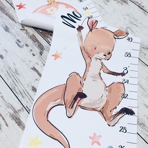 Kangaroo With Balloon Growth Chart Canvas Personalized Height Chart Kid ...