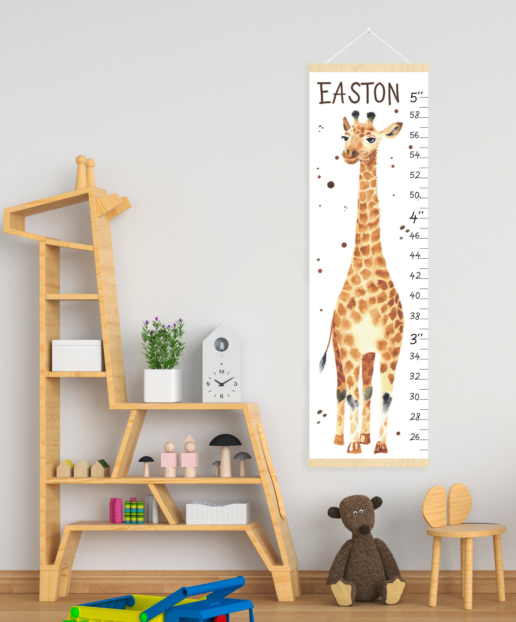 Giraffe Growth Chart Canvas Personalized Height Chart Safari Etsy