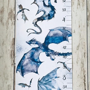 Dragons Height Chart Personalized Growth Chart Dragons Kids Room ...