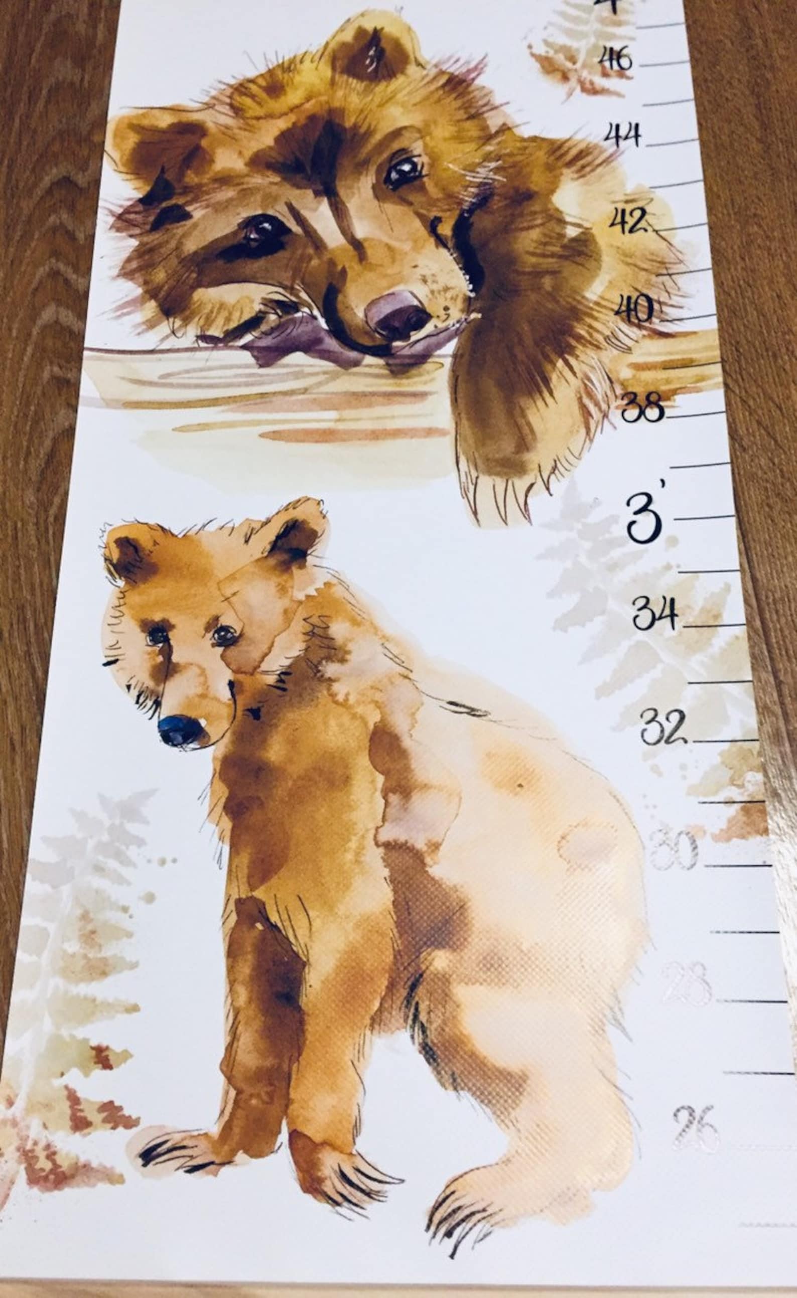 Bear Growth Chart Woodland Height Chart Forest Animals Nursery - Etsy