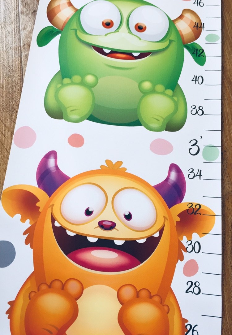 Cute Monsters growth chart Personalized canvas growth chart | Etsy