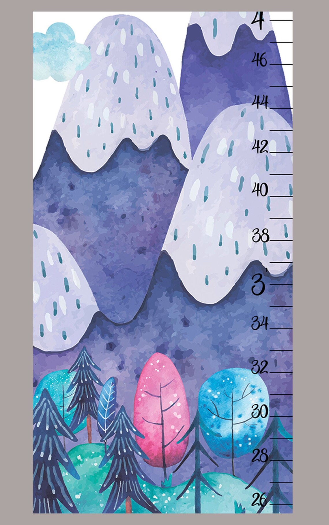 Mountains Growth Chart Adventure Height Chart Mountain and Forest ...