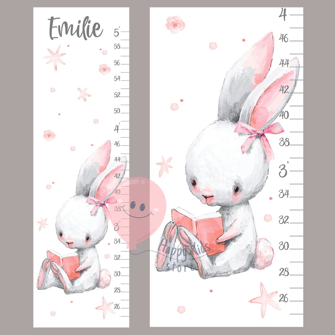 Bunny Growth Chart – Baby Girl Nursery Wall Height Ruler - Etsy