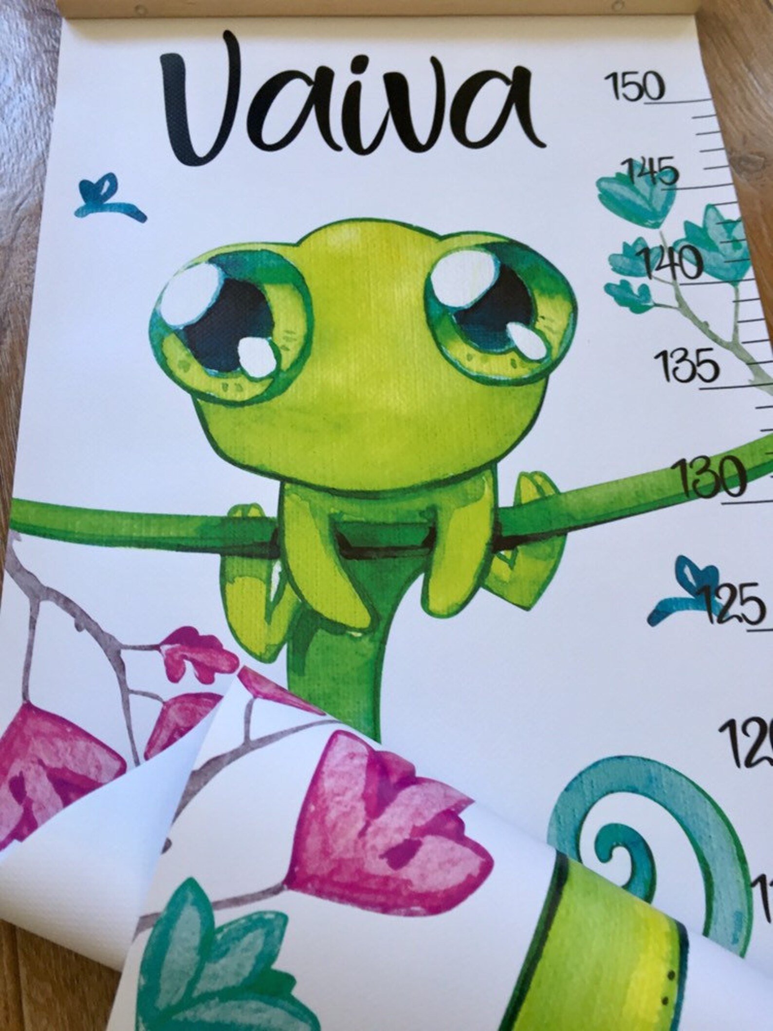 Chameleon Height Chart Lizards Growth Chart Theme Nursery Art Kids Room ...