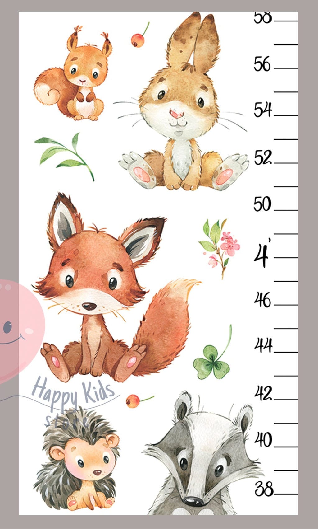 Forest Animals Height Chart Woodland Nursery Personalized - Etsy