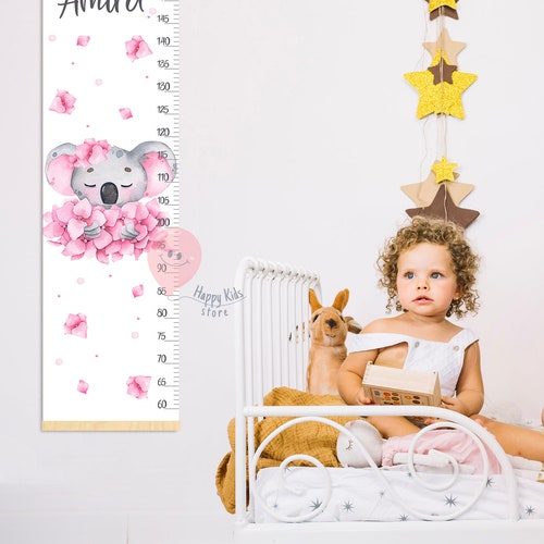 Cute Koala Growth Chart Nursery Art Canvas Personalized Growth - Etsy ...