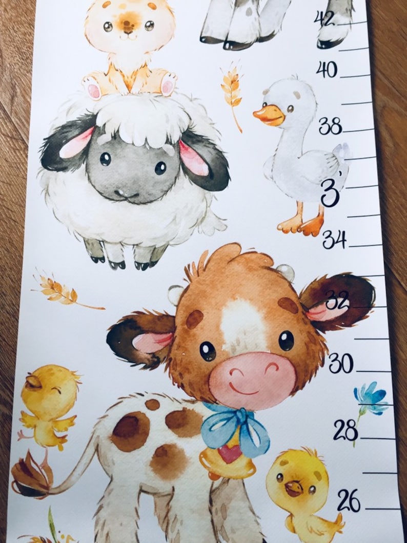 Growth Chart Farm Animals Canvas Personalized Height Chart - Etsy