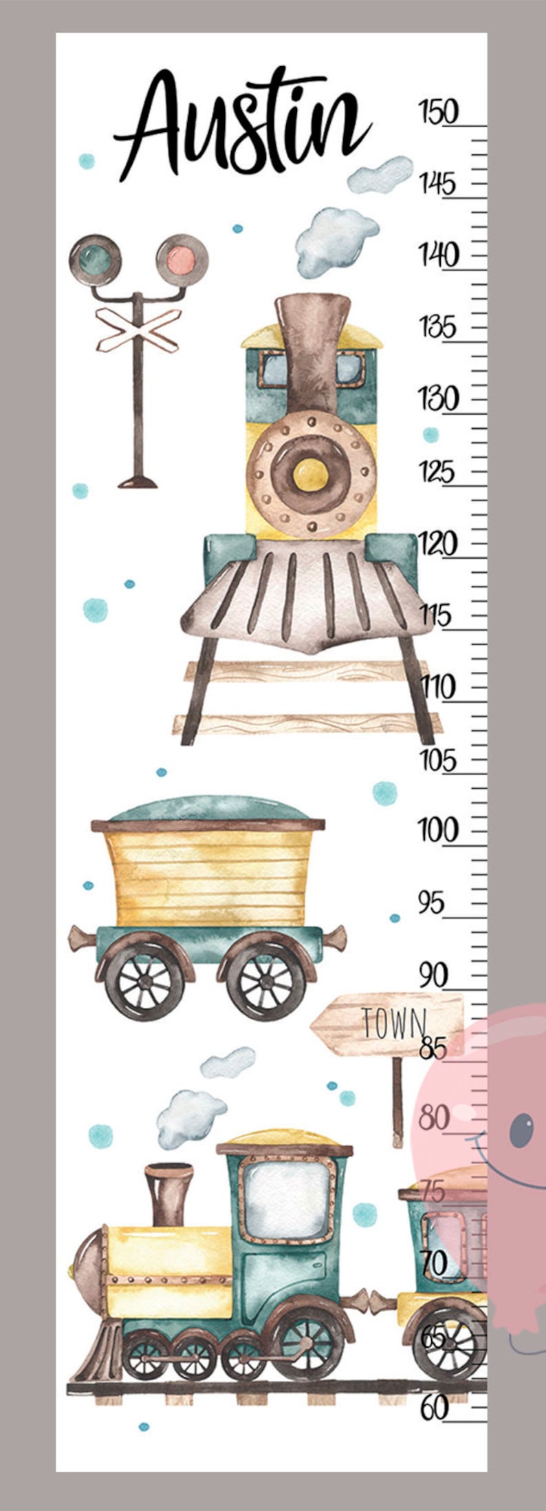 Train Height Chart Locomotive Growth Chart for Boy Train Kid | Etsy