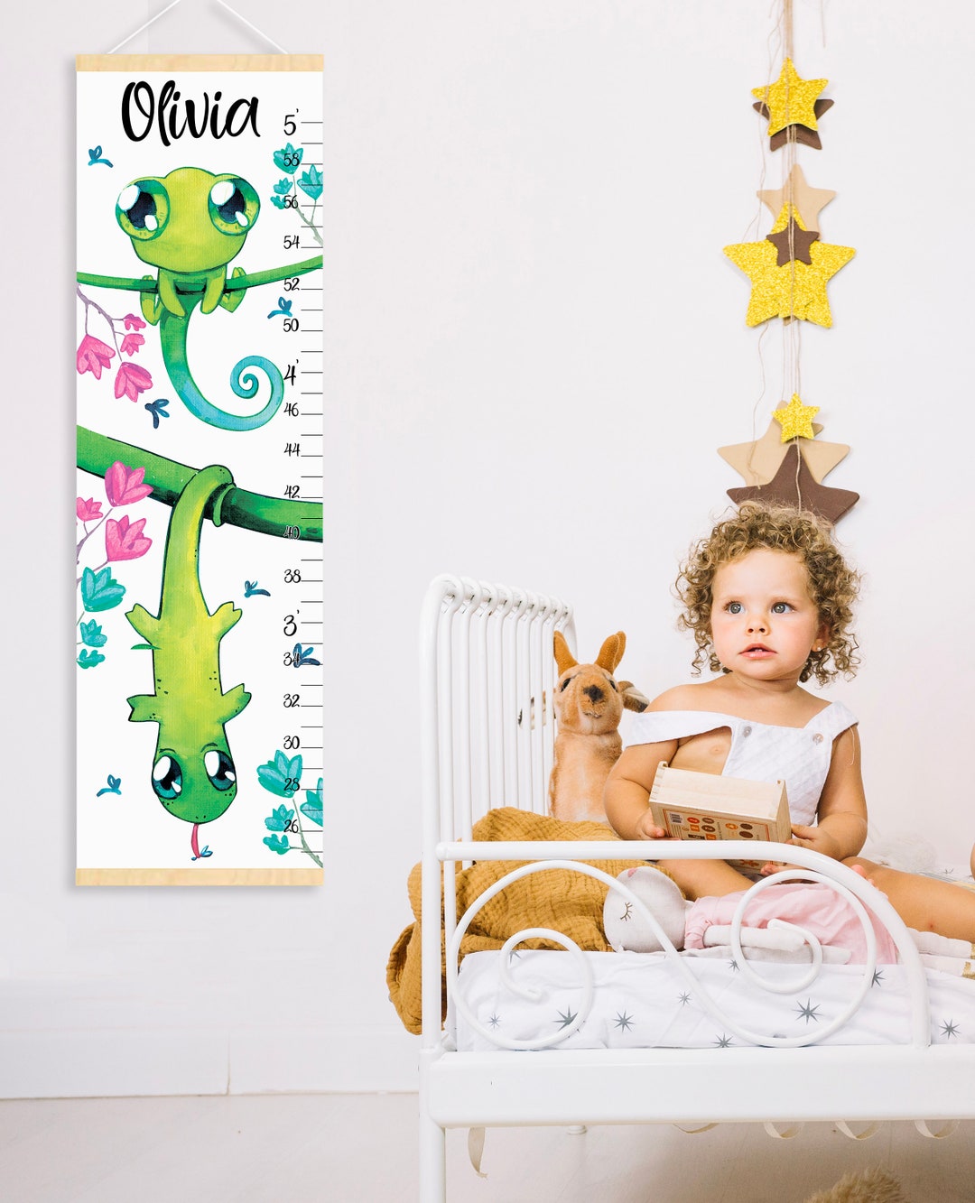 Chameleon Height Chart Lizards Growth Chart Theme Nursery Art Kids Room ...