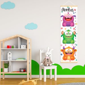 Cute Monsters Growth Chart Personalized Canvas Growth Chart Custom Kid ...