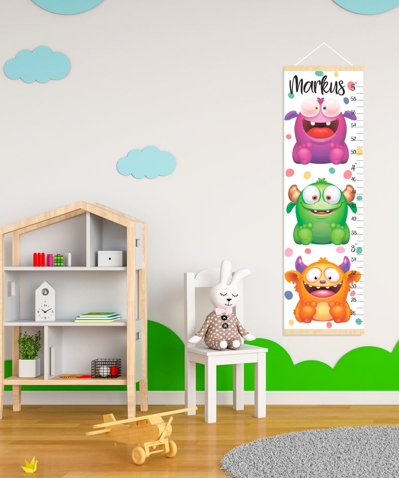 Cute Monsters Growth Chart Personalized Canvas Growth Chart - Etsy