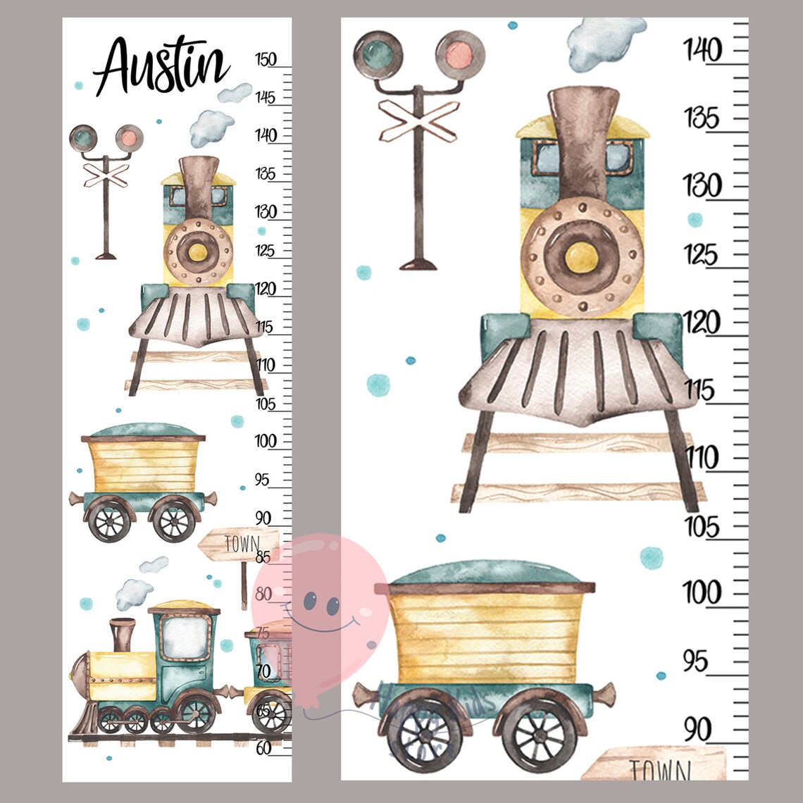Train Height Chart Locomotive Growth Chart for Boy Train Kid - Etsy