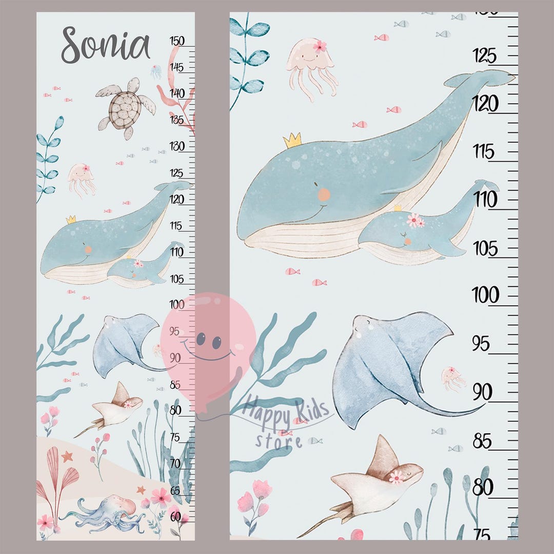Under the Sea Growth Chart Whale Stingray Turtle Octopus Height Chart ...