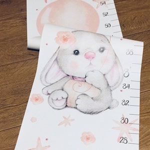 Bunny With Balloon Growth Chart Canvas Personalized Height Chart Cute ...
