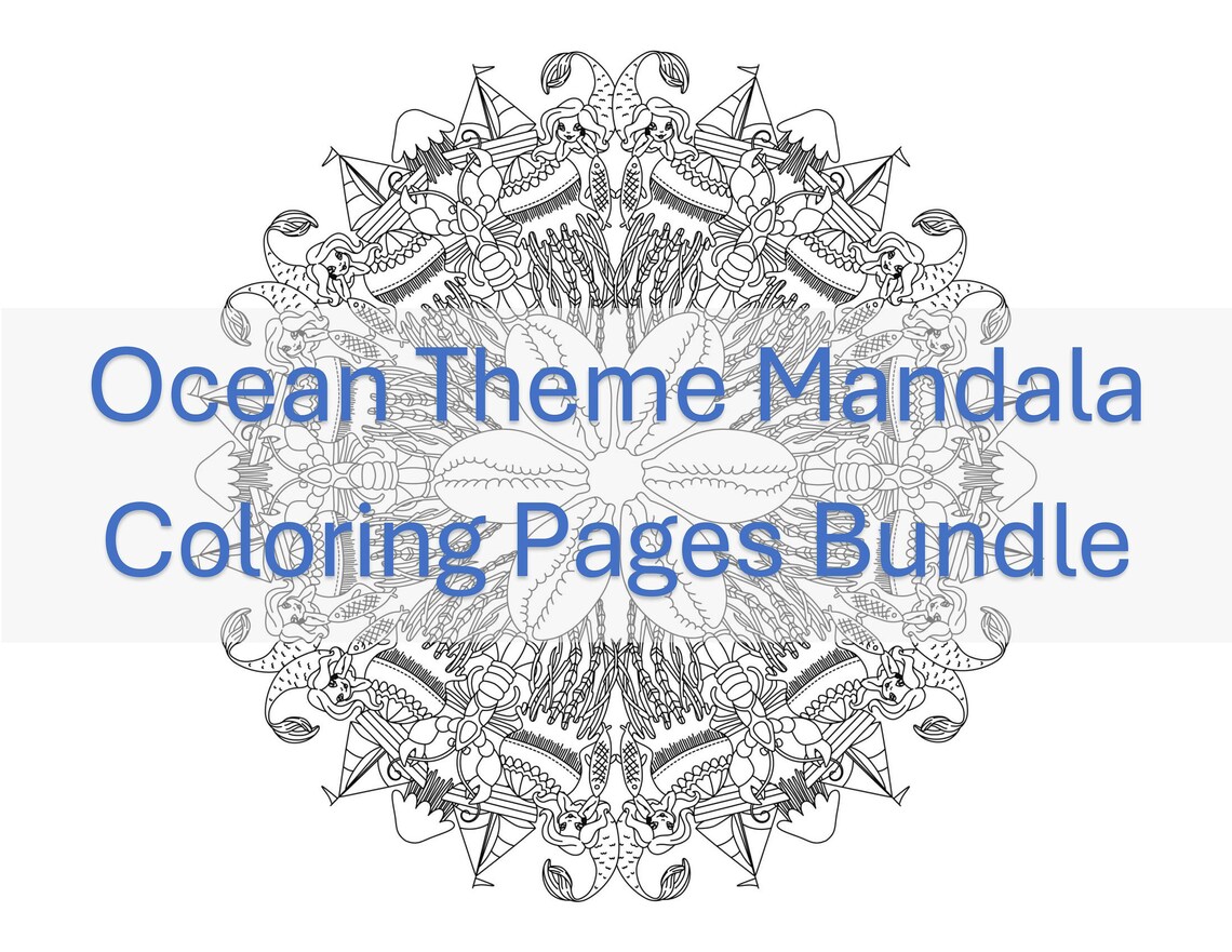 Ocean Themed Mandala 20 Coloring Pages Bundle to Print - Etsy