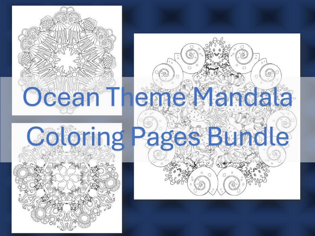 Ocean Themed Mandala 20 Coloring Pages Bundle to Print - Etsy
