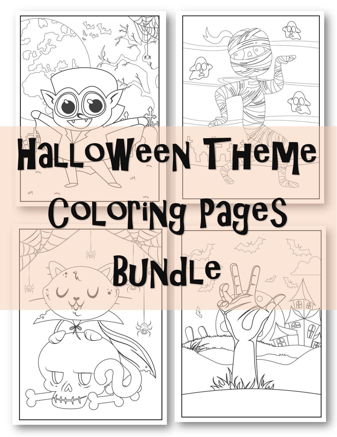 Halloween Themed 30 Coloring Pages Bundle to Print - Etsy