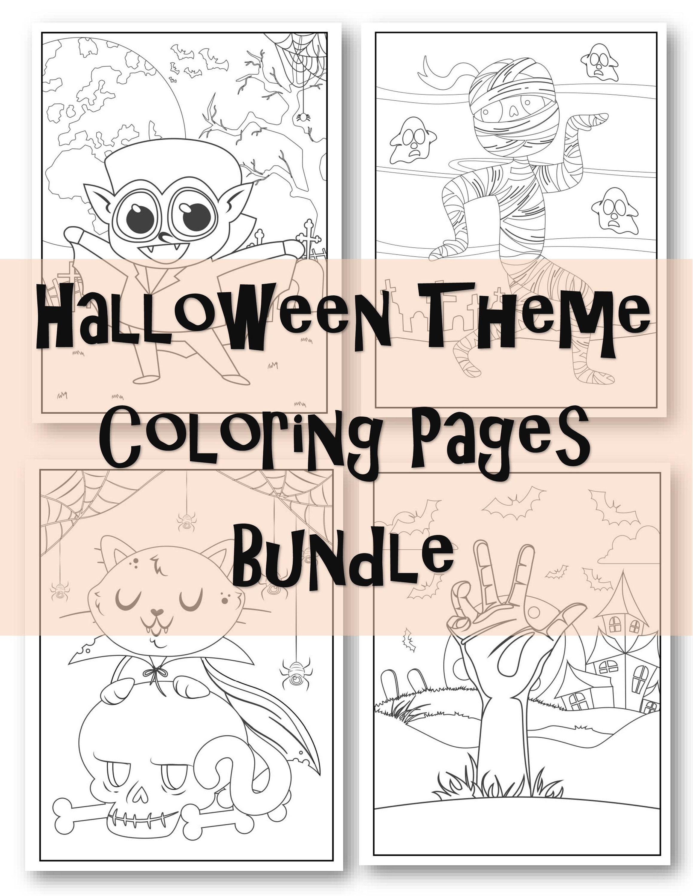 Halloween Themed 30 Coloring Pages Bundle to Print - Etsy