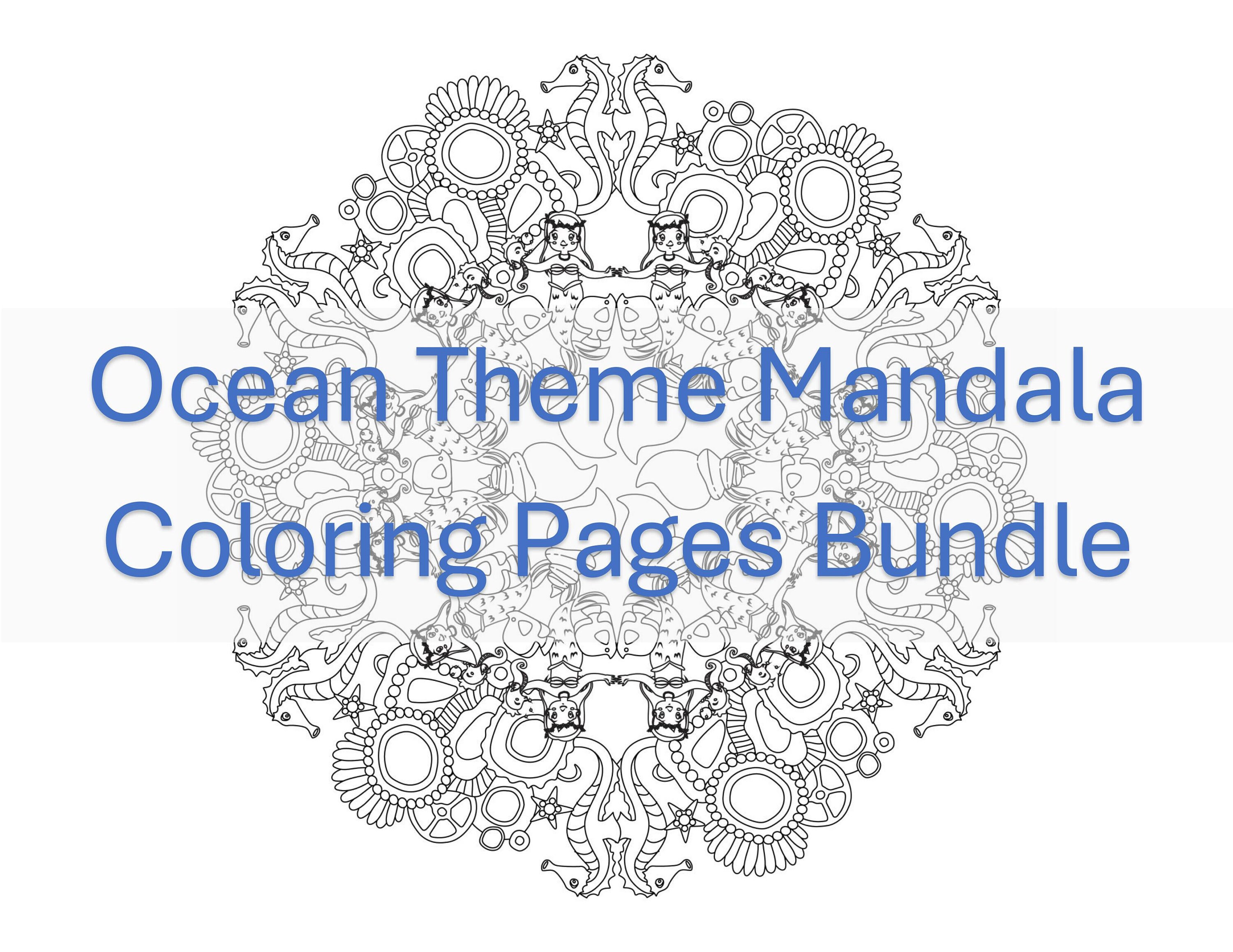 Ocean Themed Mandala 20 Coloring Pages Bundle to Print - Etsy