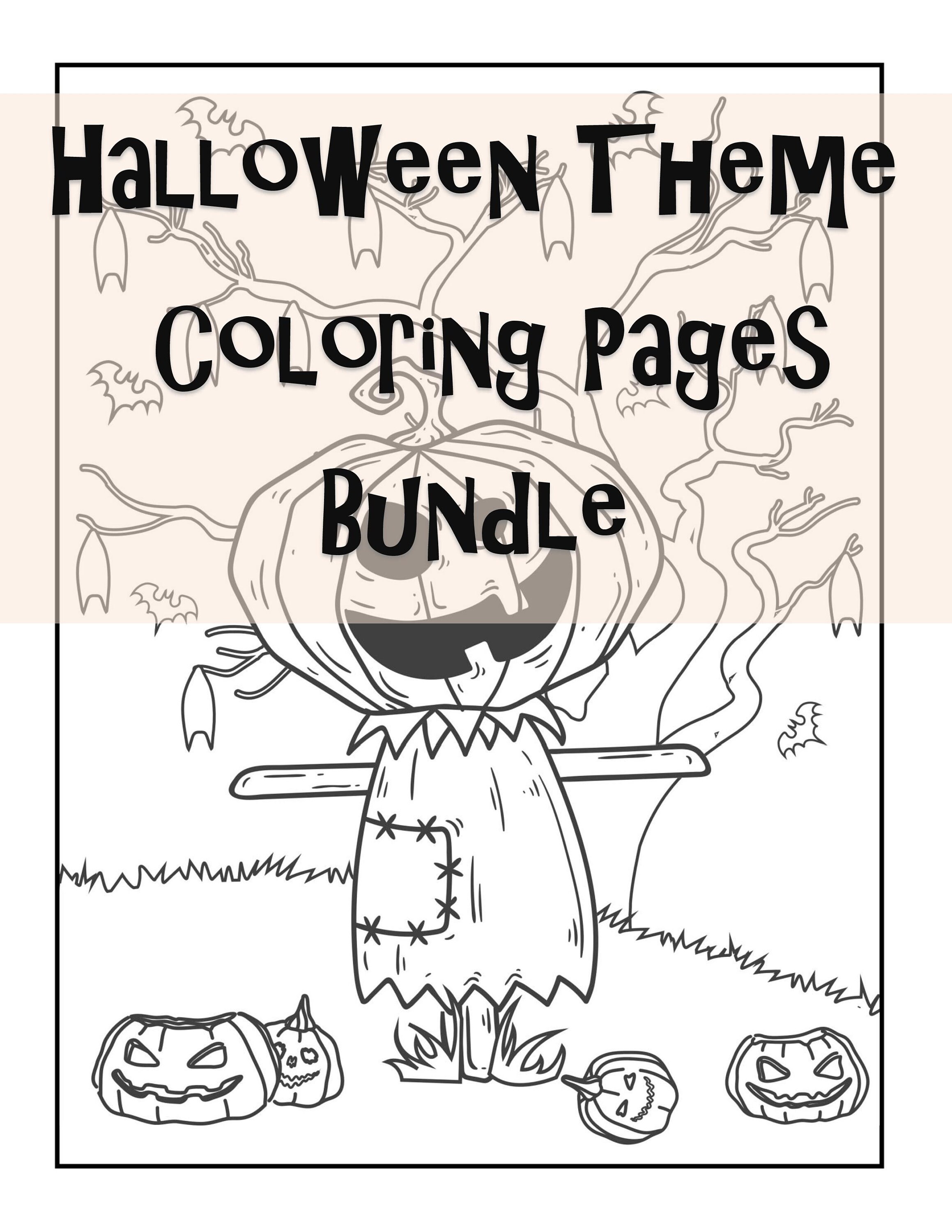 Halloween Themed 30 Coloring Pages Bundle to Print - Etsy