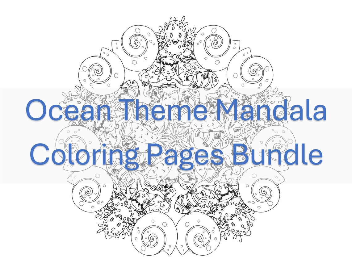 Ocean Themed Mandala 20 Coloring Pages Bundle to Print - Etsy