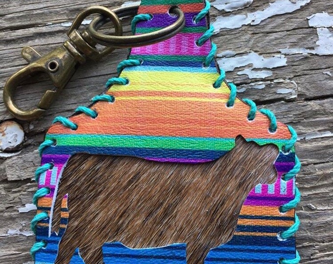 Cow Ear Tag Keychain - Etsy