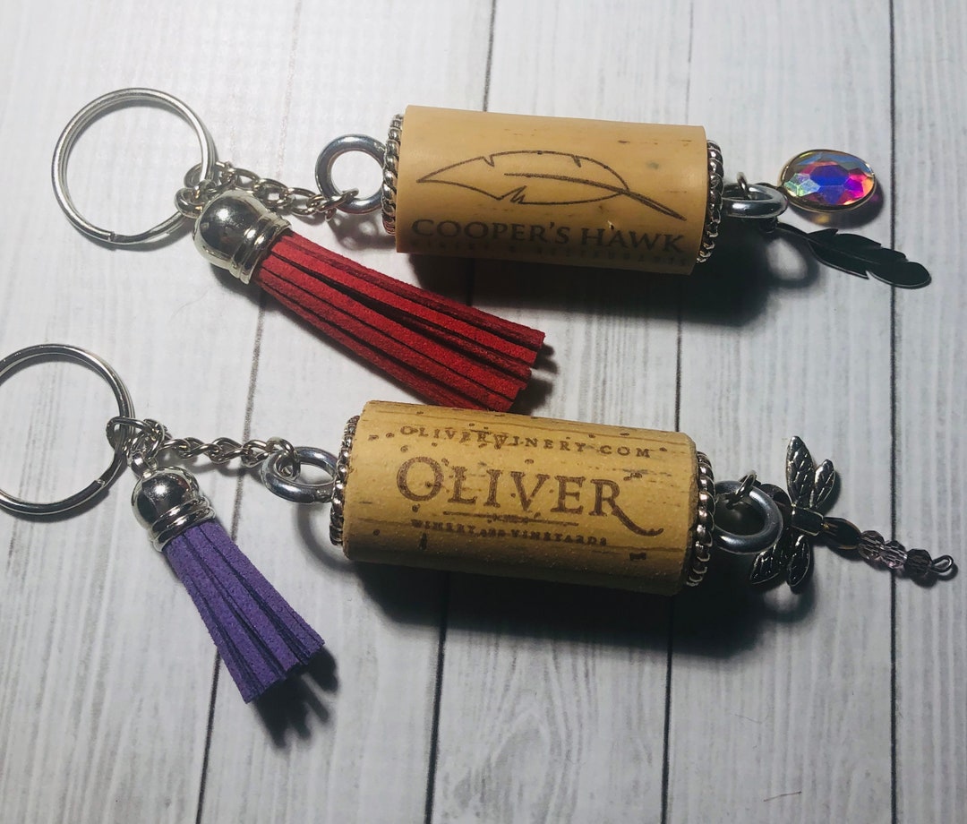Handmade Wine Cork Keychain - Etsy