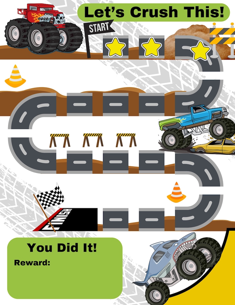 Printable Monster Truck Reward Chart - Etsy