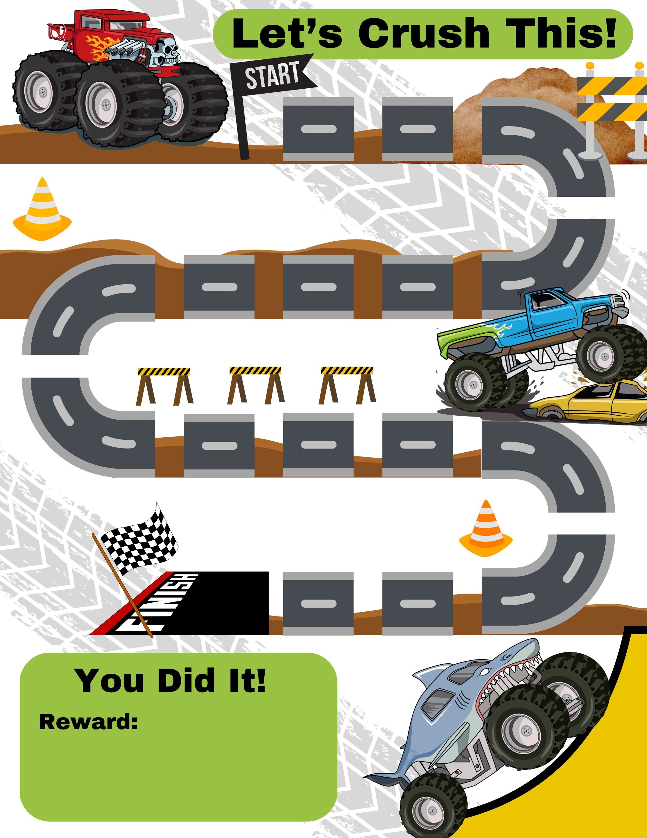 Printable Monster Truck Reward Chart - Etsy