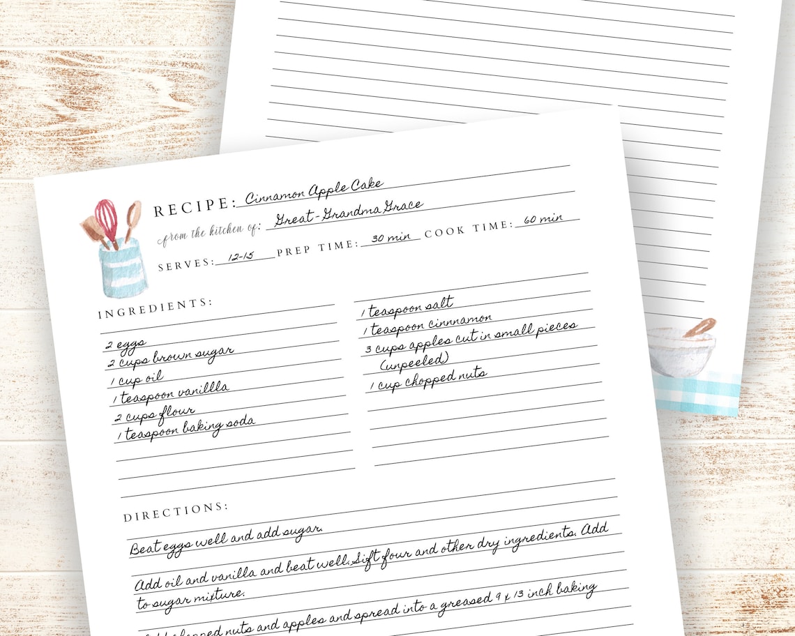 Editable Recipe Template, Printable Recipe Template, Recipe Binder ...