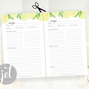 Half-size Editable Recipe Template, Printable Recipe Template, Mini ...