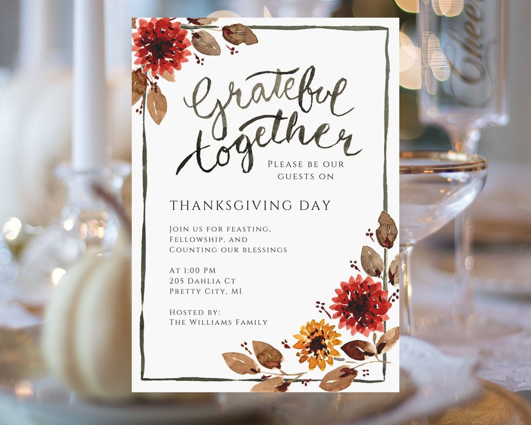 Printable Hand-lettered Fall Invitation | Thanksgiving Invitation ...
